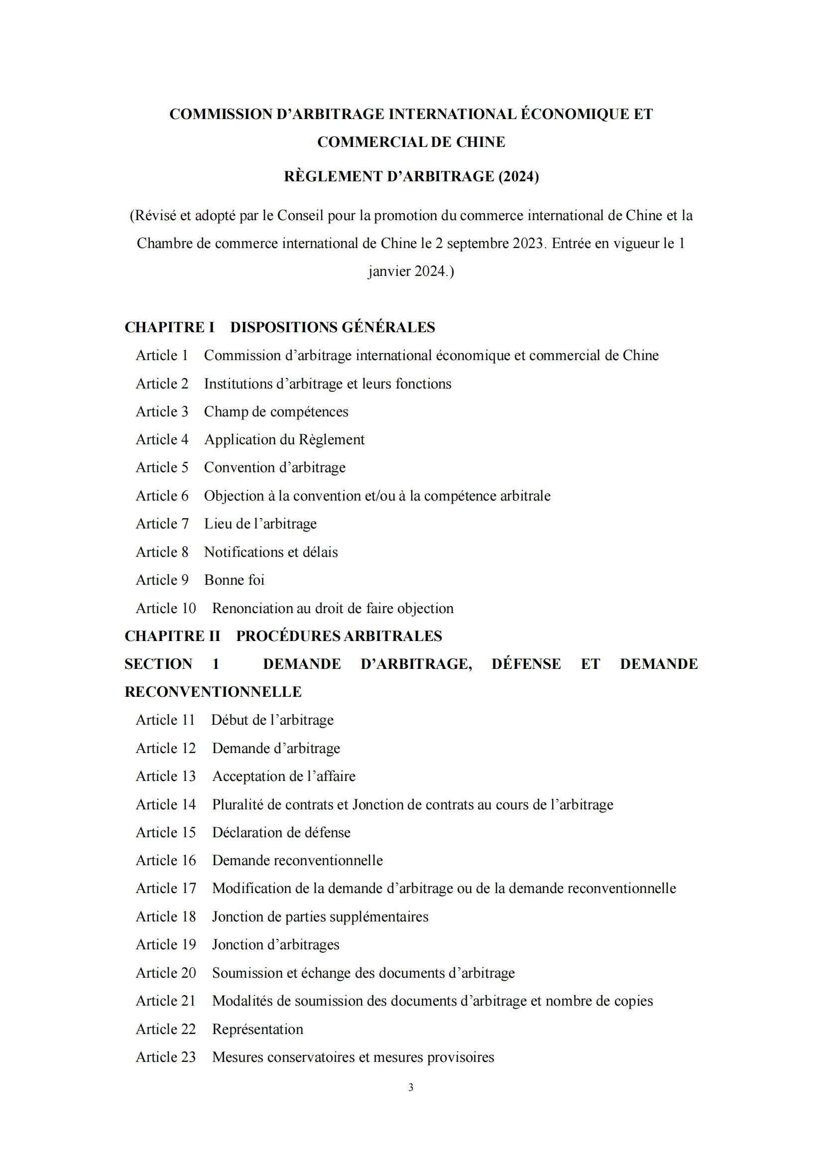 COMMISSION D’ARBITRAGE INTERNATIONAL ÉCONOMIQUE ET COMMERCIAL DE CHINE ...