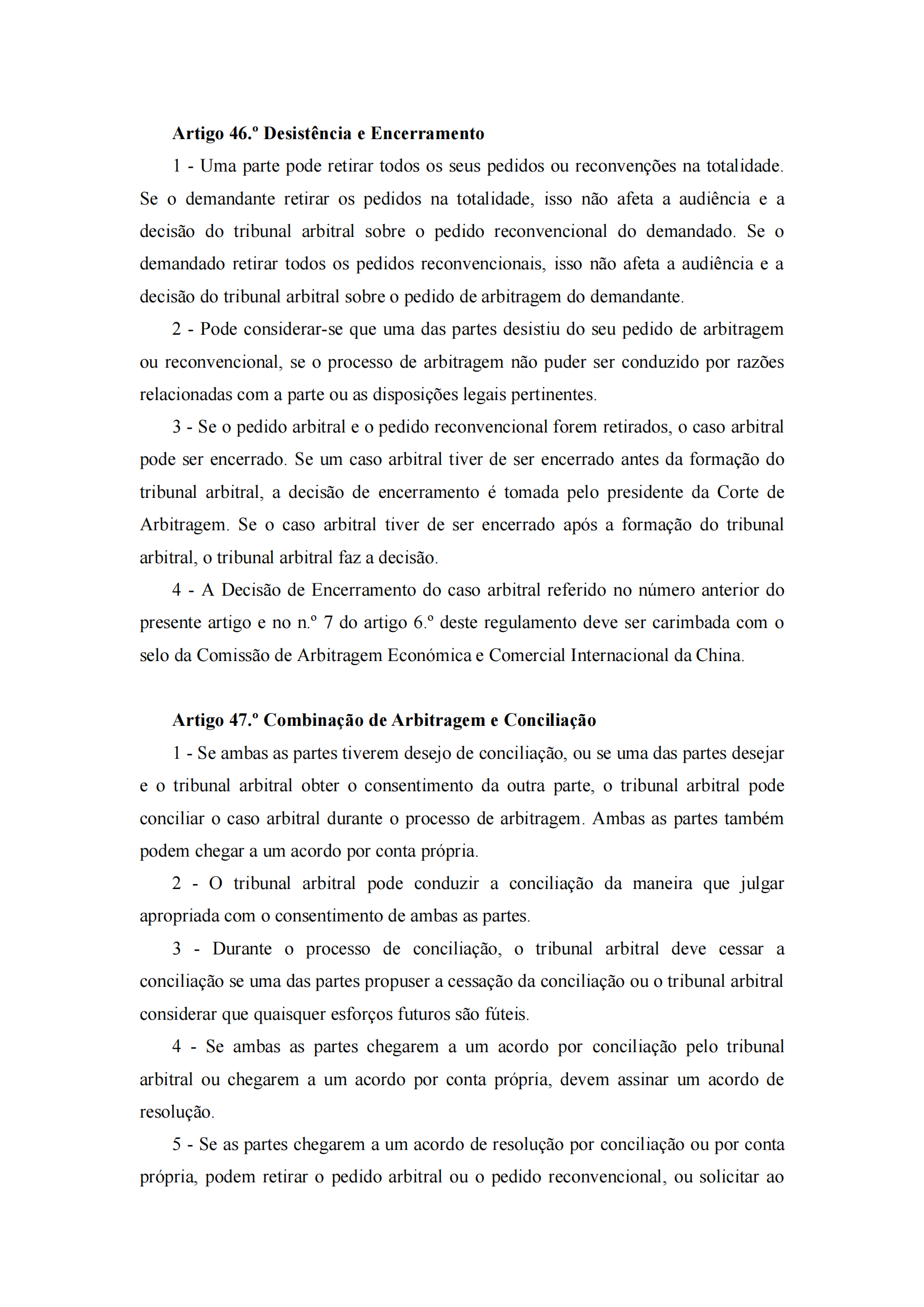 Regulamento de Arbitragem da Comissão de Arbitragem Económica e ...