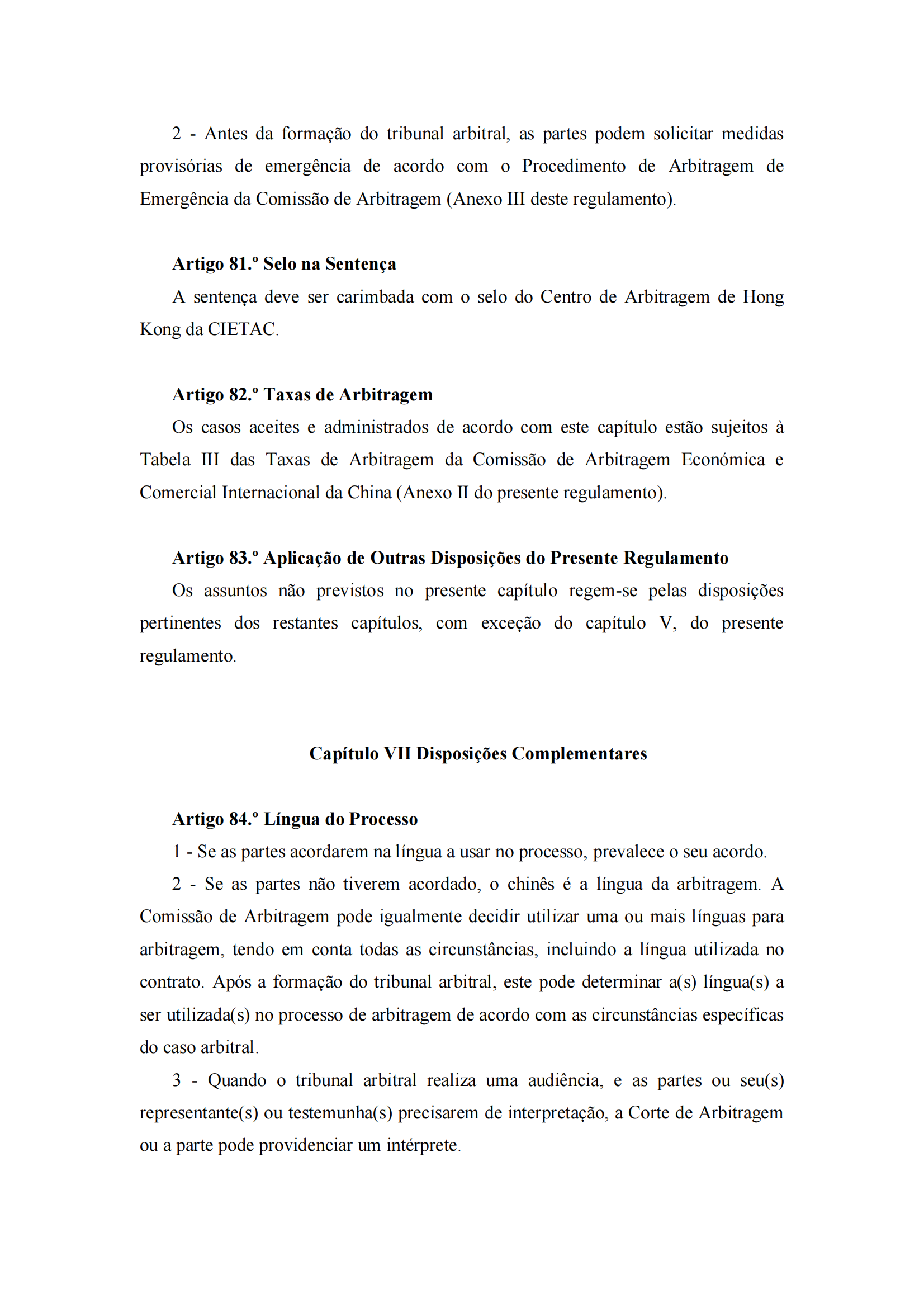 Regulamento de Arbitragem da Comissão de Arbitragem Económica e ...